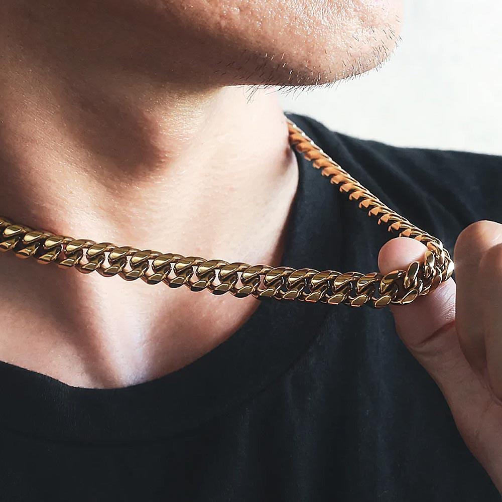 10mm Miami Cuban Link Chain Box Clasp 18k Gold – Markus Dayan