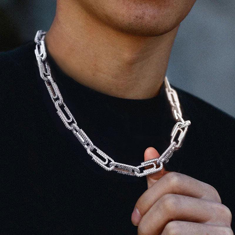 18MM Paper Clip Iced Chain in White Gold – Markus Dayan