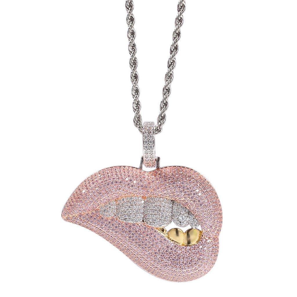 Iced Dripping Lips Sexy Mouth Pendant 18K Gold – Markus Dayan