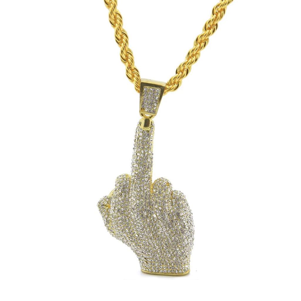 Iced Middle Finger Pendant 14K Gold Plated – Markus Dayan