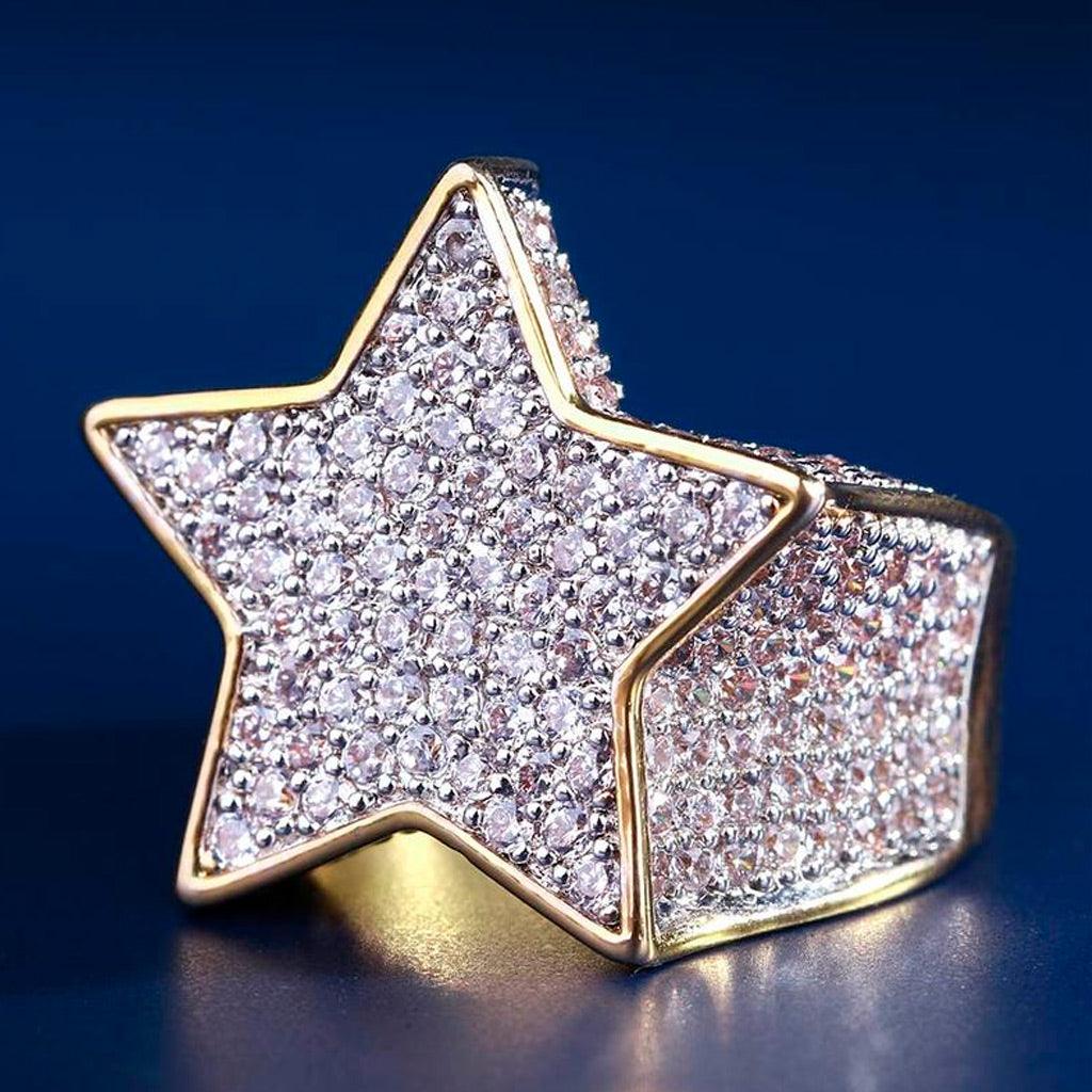 Iced Star Diamond Ring 14K Gold Plated – Markus Dayan