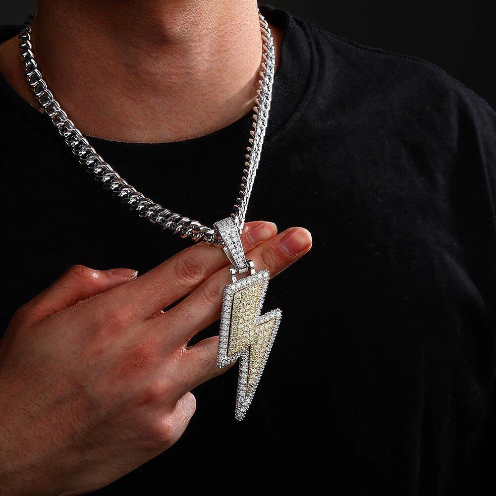 Large Iced Lightning Bolt Pendant 14K Gold – Markus Dayan